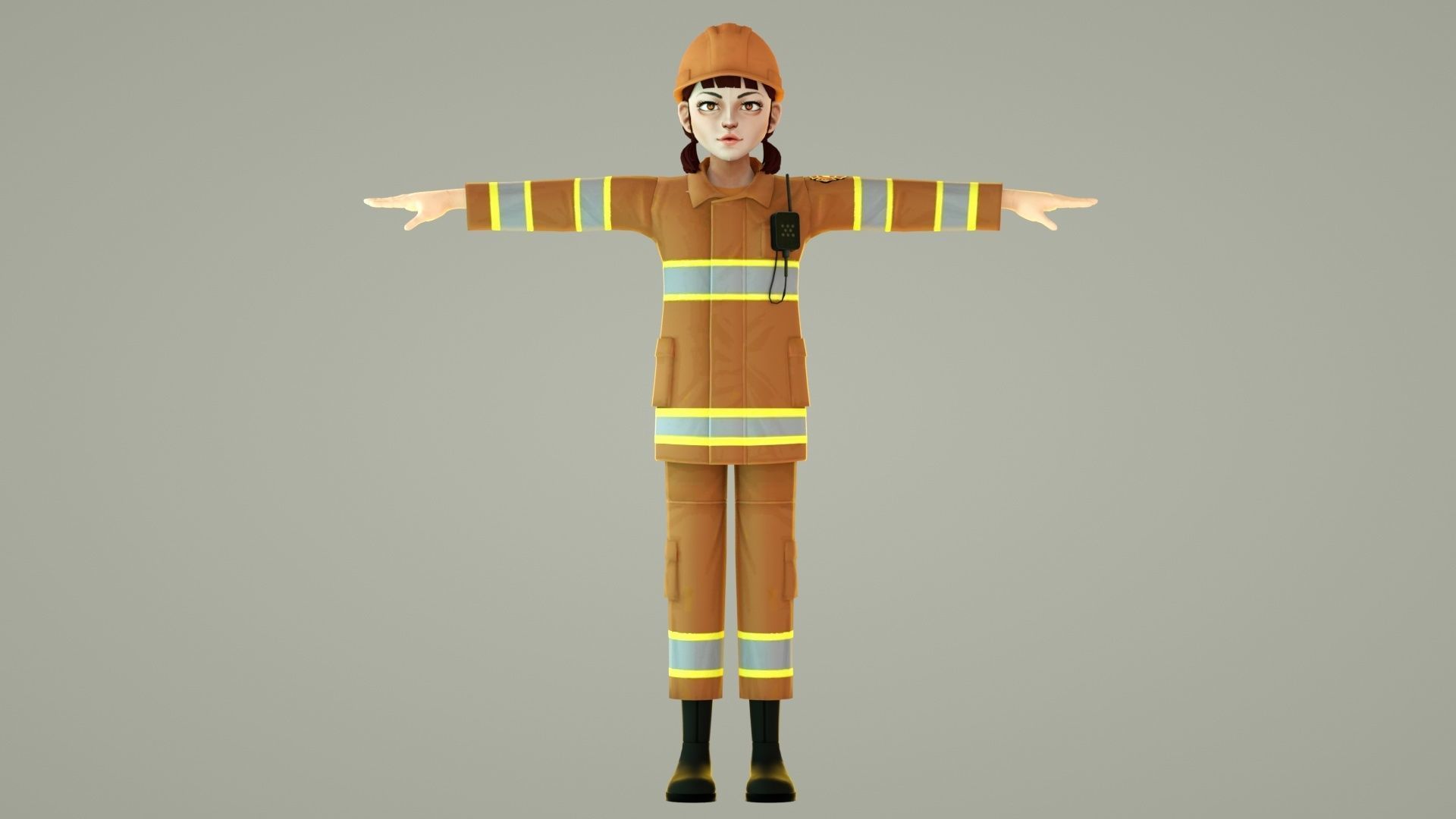 cartoon female firefighter 3D model | CGTrader