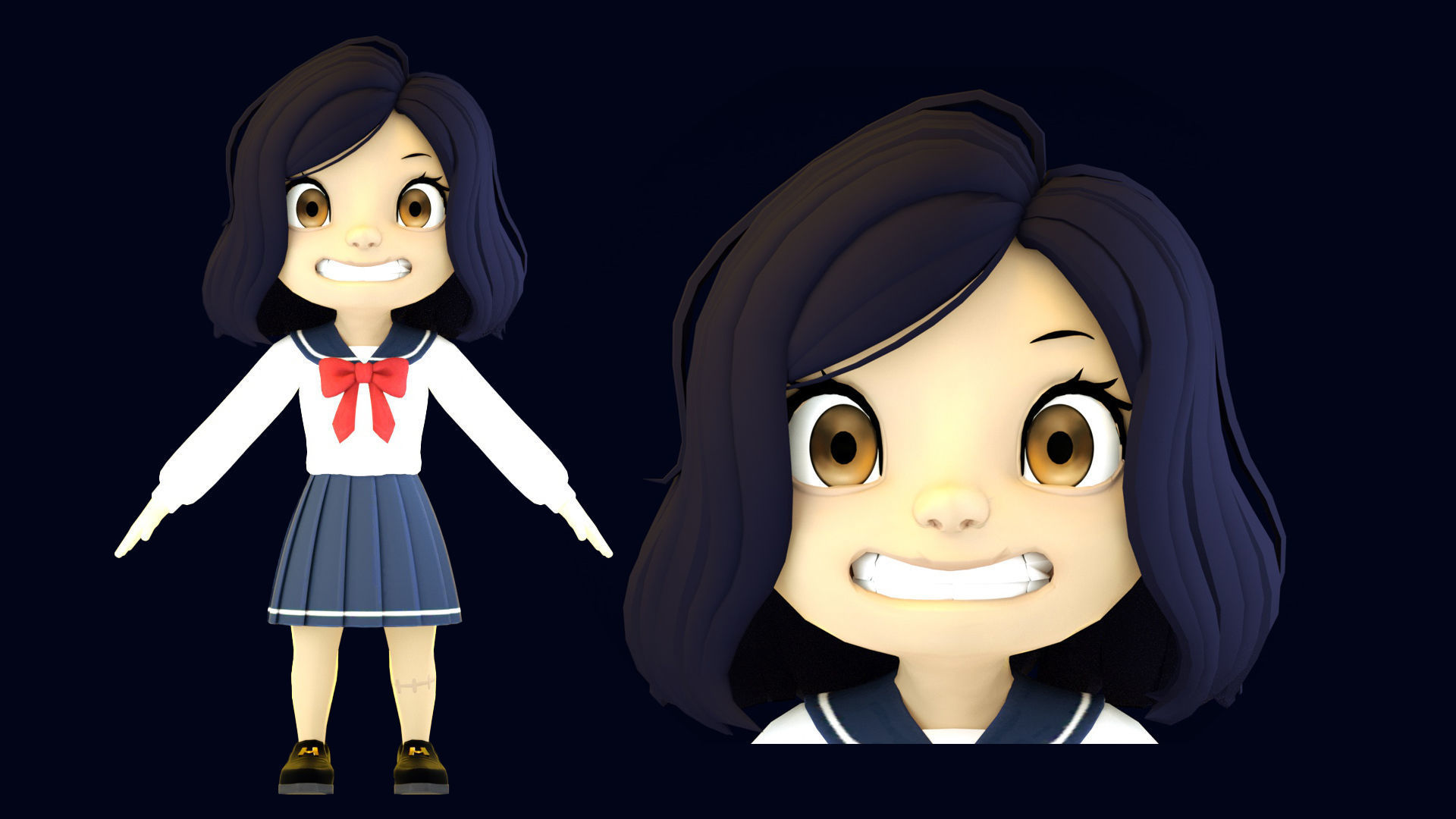 cartoon jk little girl student primary school student 3D model | CGTrader
