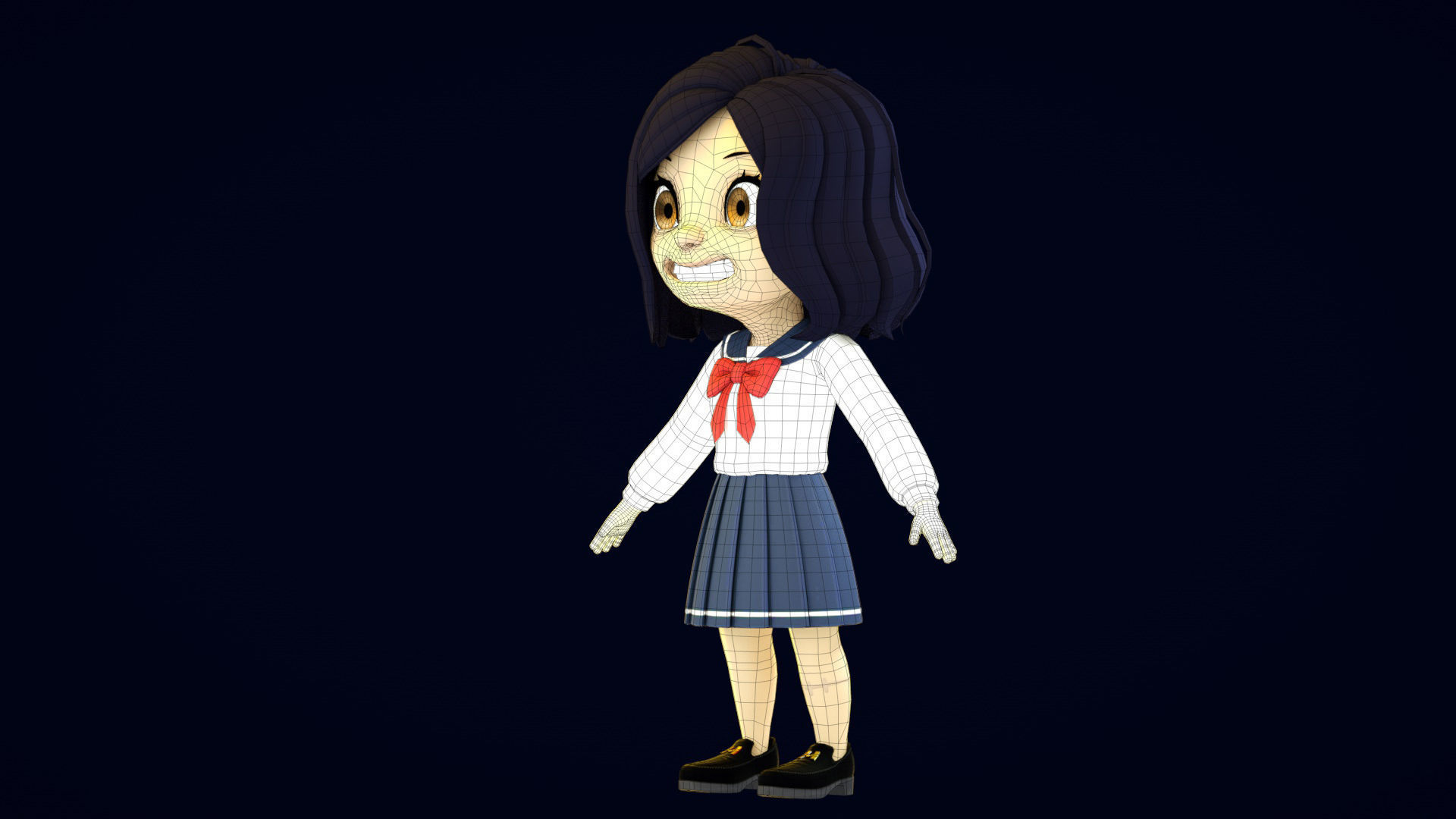 cartoon jk little girl student primary school student 3D model | CGTrader
