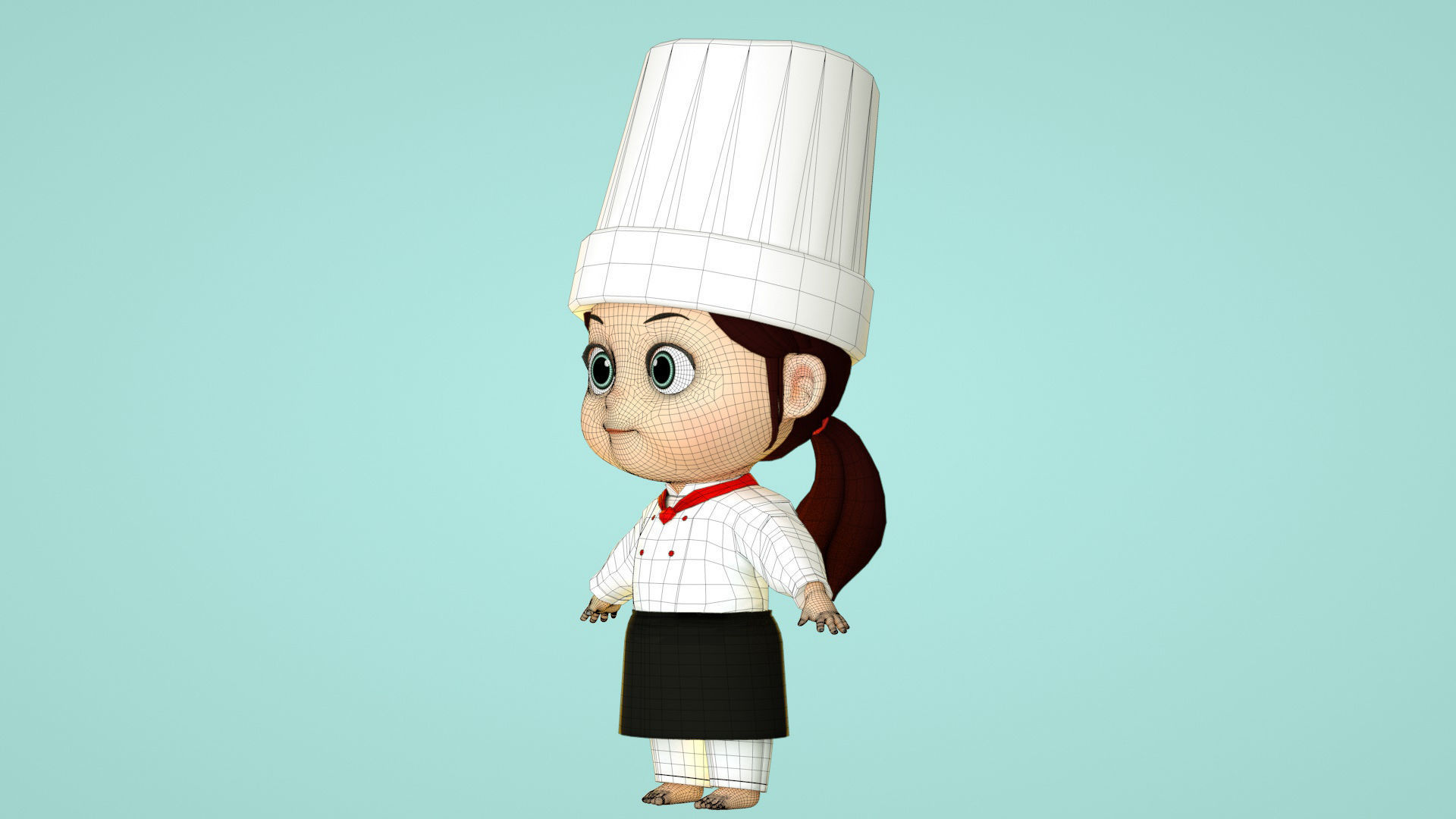 cartoon chef cook girl child little girl little girl girl baby 3D model ...