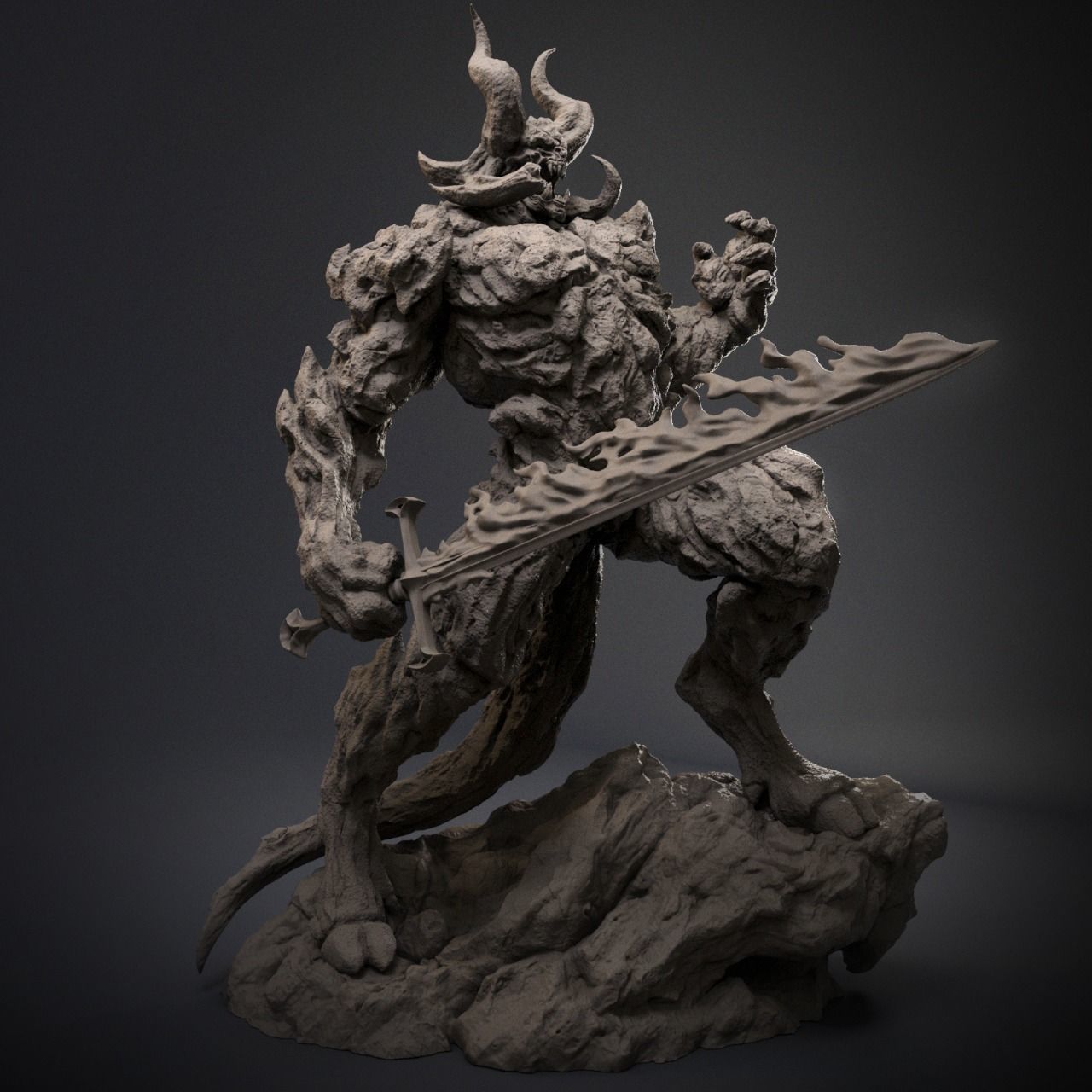 Surtur 3D Print statue of demon holding sword 3D model 3D printable ...