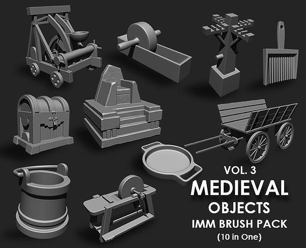 Medieval Objects Imm Brush Pack 10 in one Vol 3 3D model | CGTrader