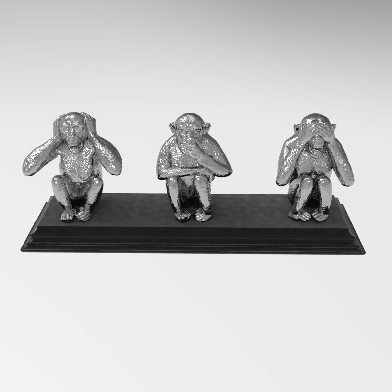 three monkeys 3D model 3D printable | CGTrader