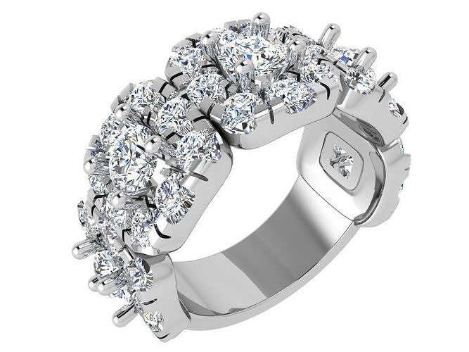 3-Row luxurious diamond ring 3494 3D print model 3D model 3D printable ...