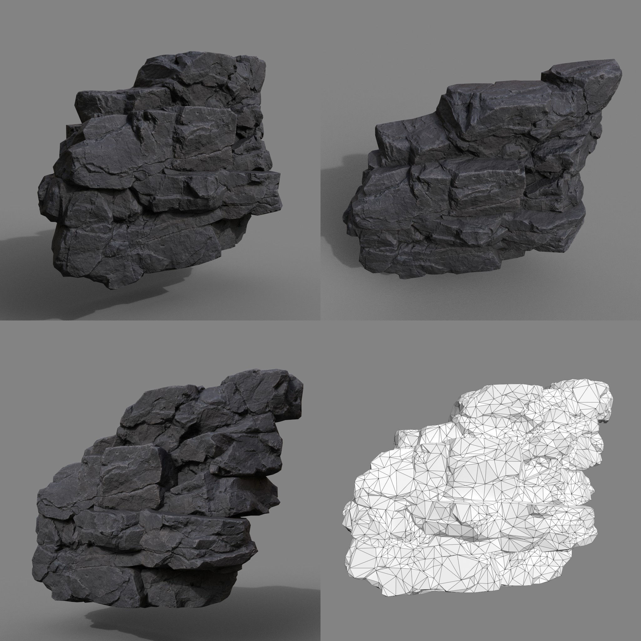 3D model Low Poly Black Cliff Face 221208 - Ultra HD 16K Texture VR ...