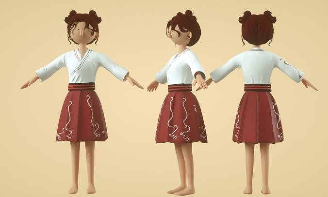 cartoon girl ip 3D model | CGTrader