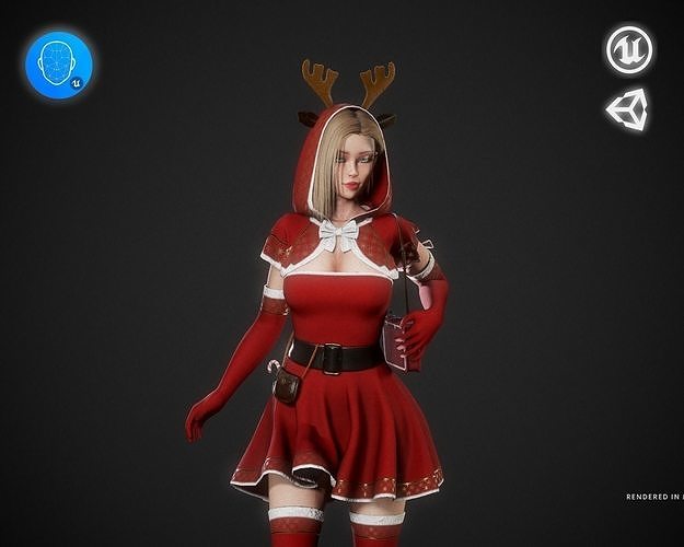 3D model Christmas Girl VR / AR / low-poly rigged | CGTrader
