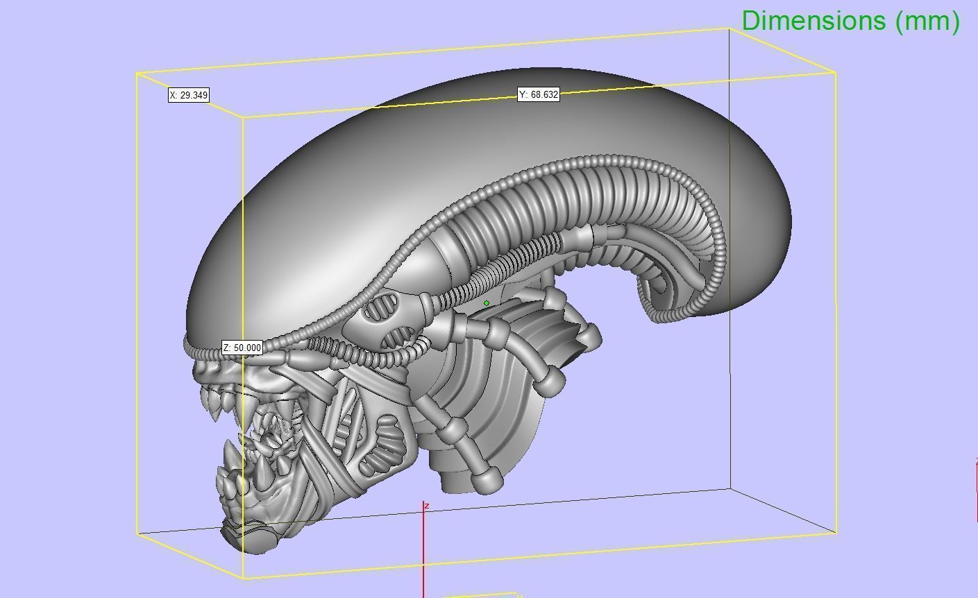 Xenomorph Alien Biomechanical Head 3D model 3D printable | CGTrader