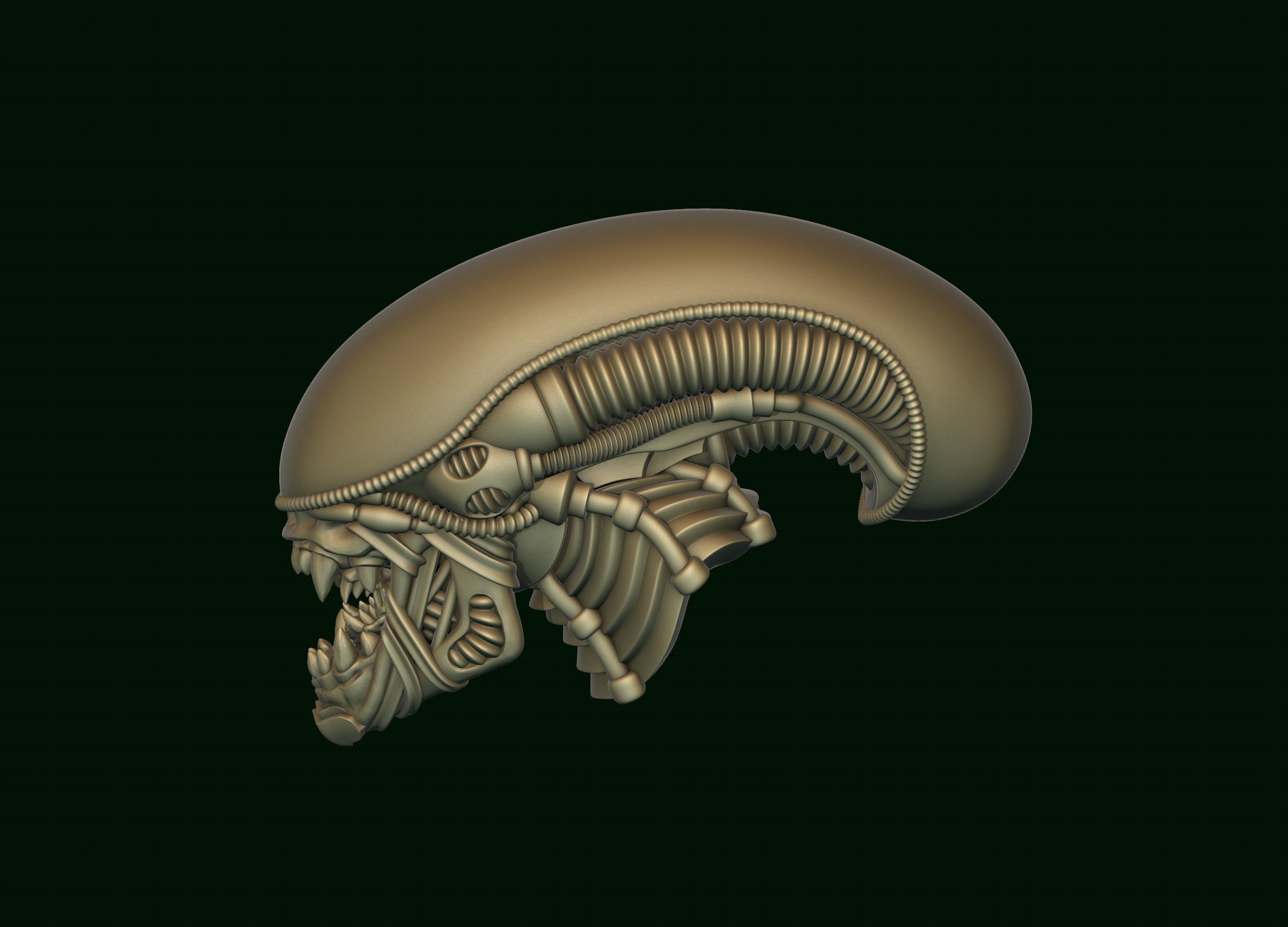 Xenomorph Alien Biomechanical Head 3D model 3D printable | CGTrader