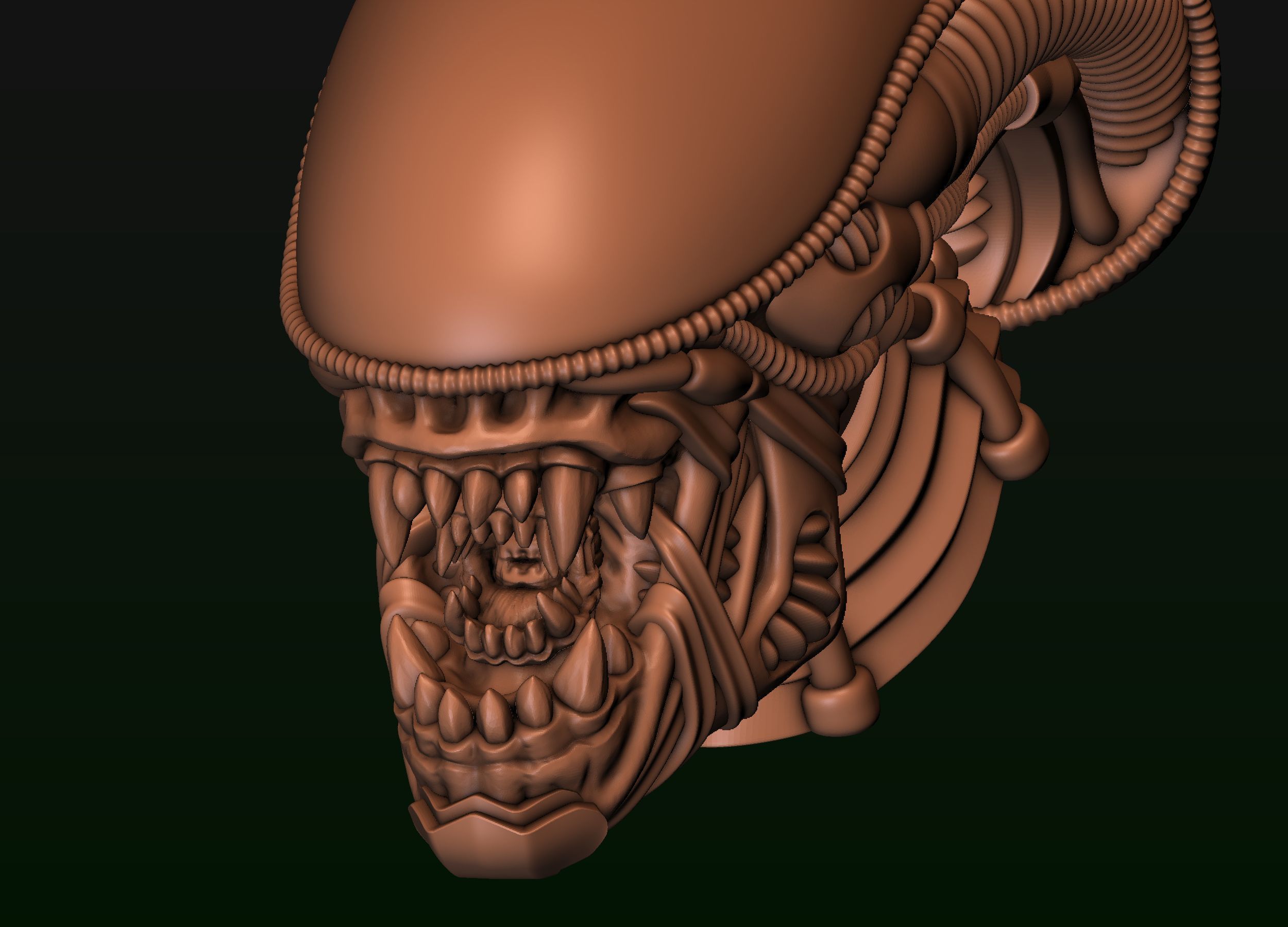 Xenomorph Alien Biomechanical Head 3D model 3D printable | CGTrader
