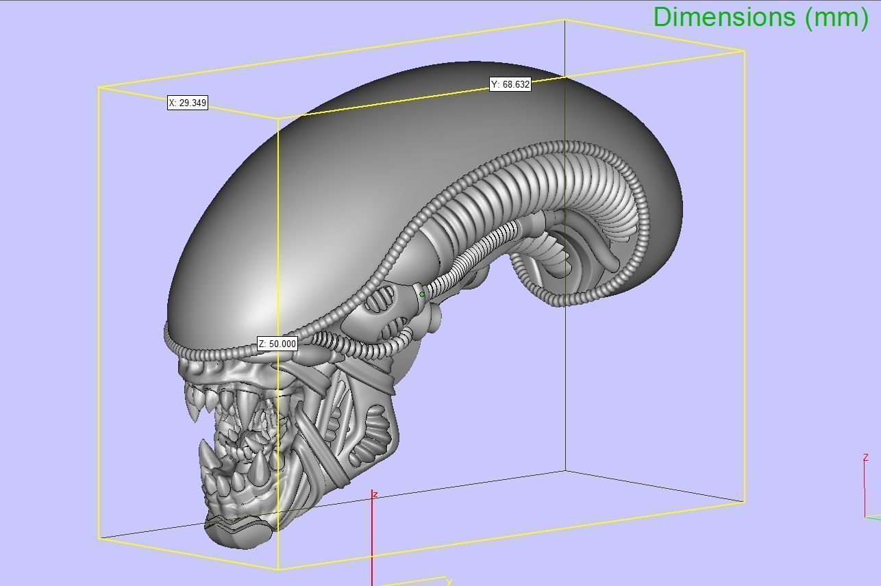 Xenomorph Alien Biomechanical Head 3D model 3D printable | CGTrader