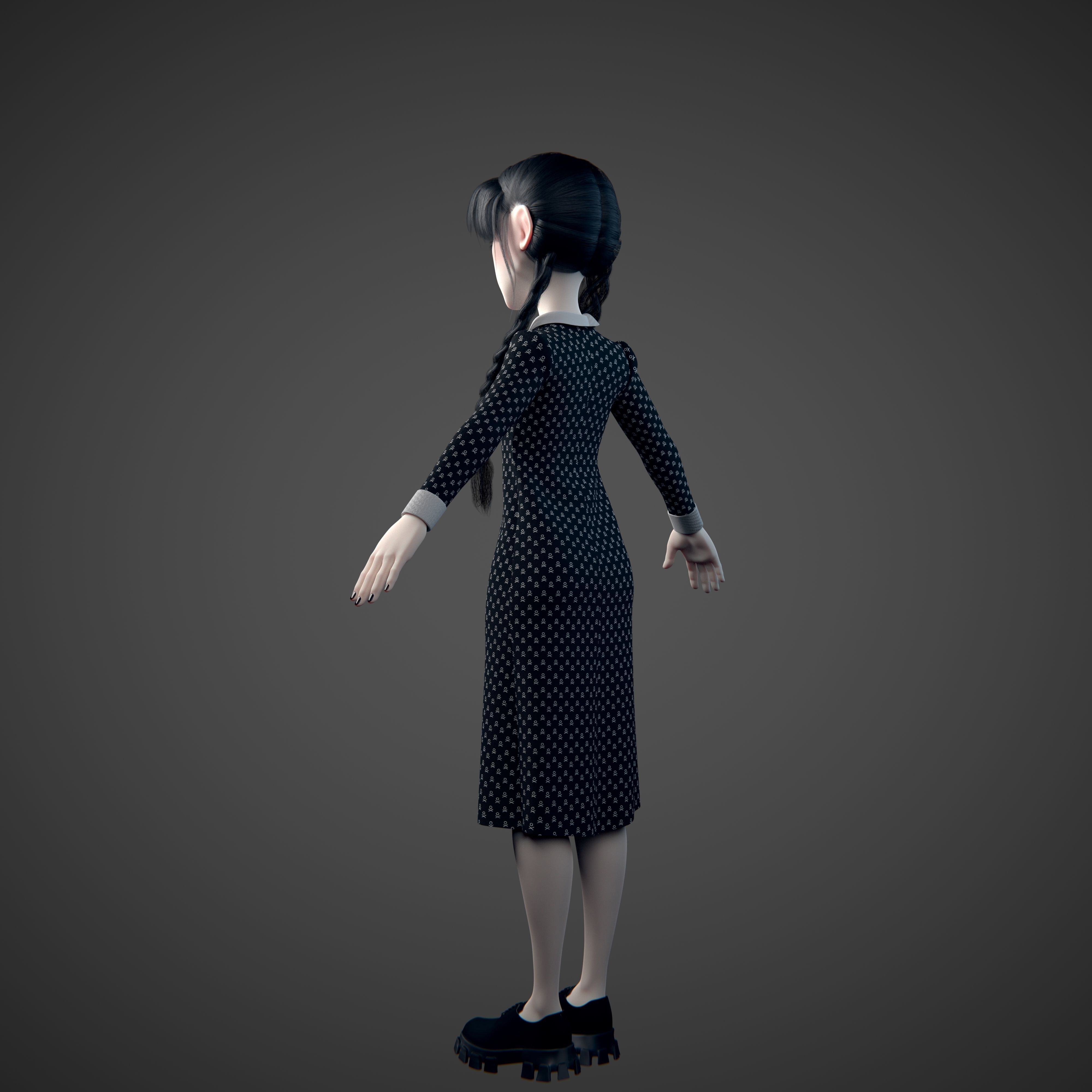 3D model 3D Stylized Character Wednesday Addams v2 VR / AR / low-poly ...