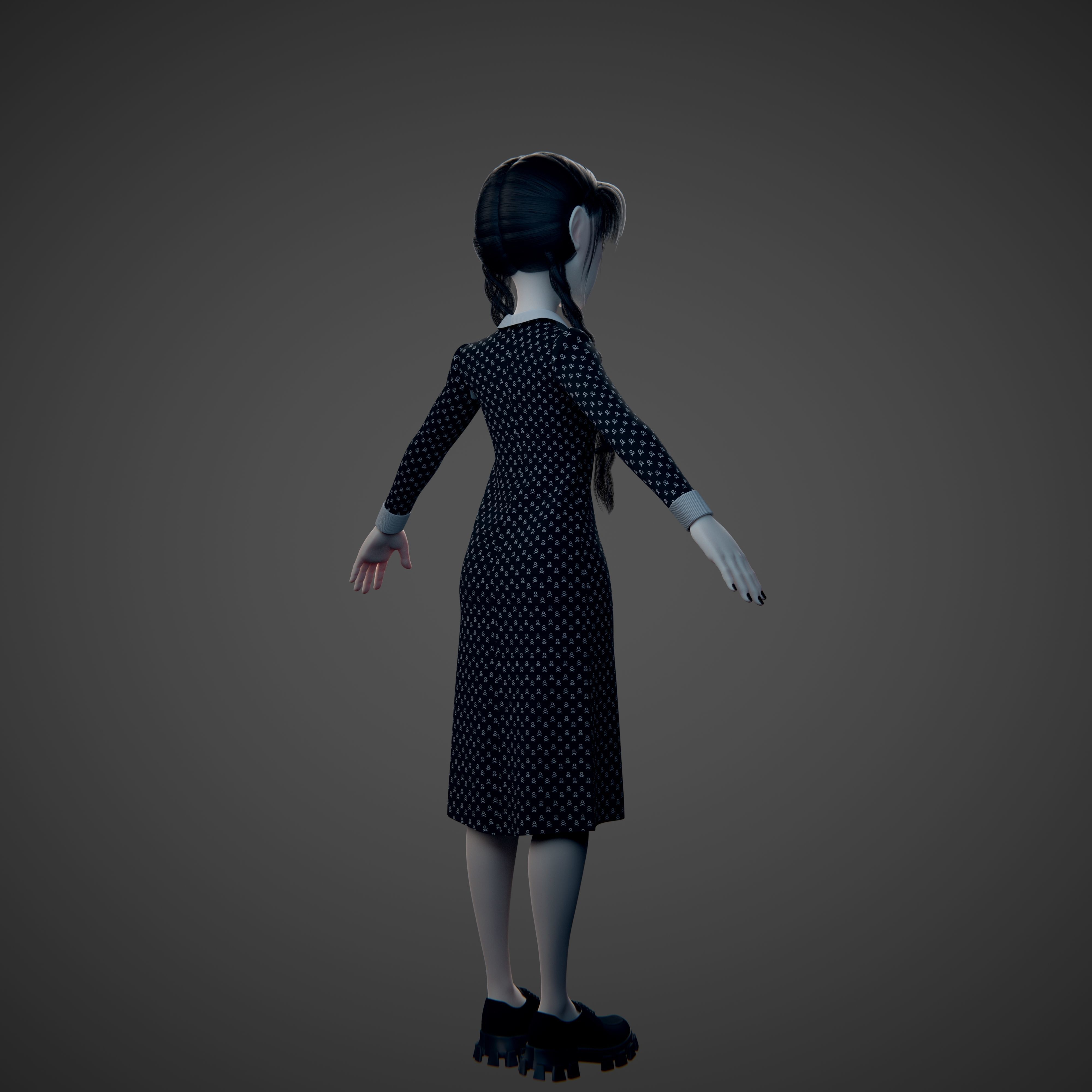 3D model 3D Stylized Character Wednesday Addams v2 VR / AR / low-poly ...