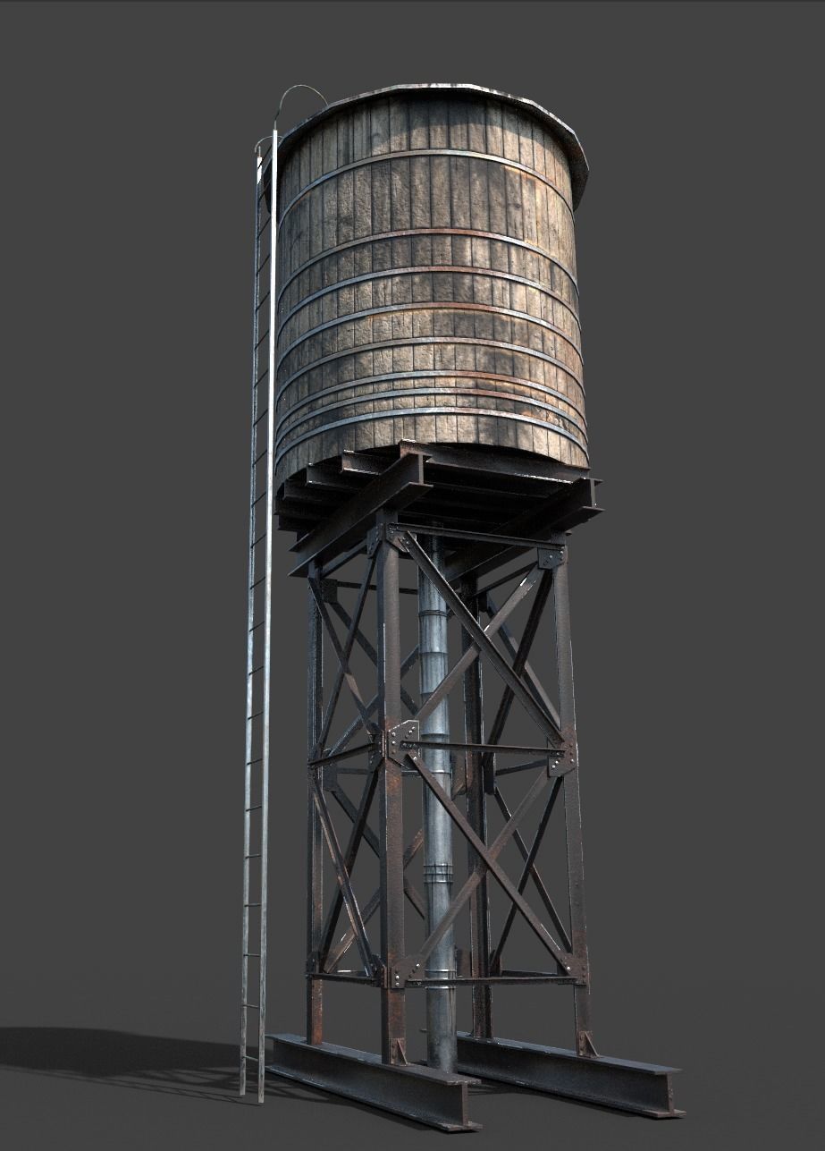 3D model Water tank rooftop game ready asset VR / AR / low-poly | CGTrader