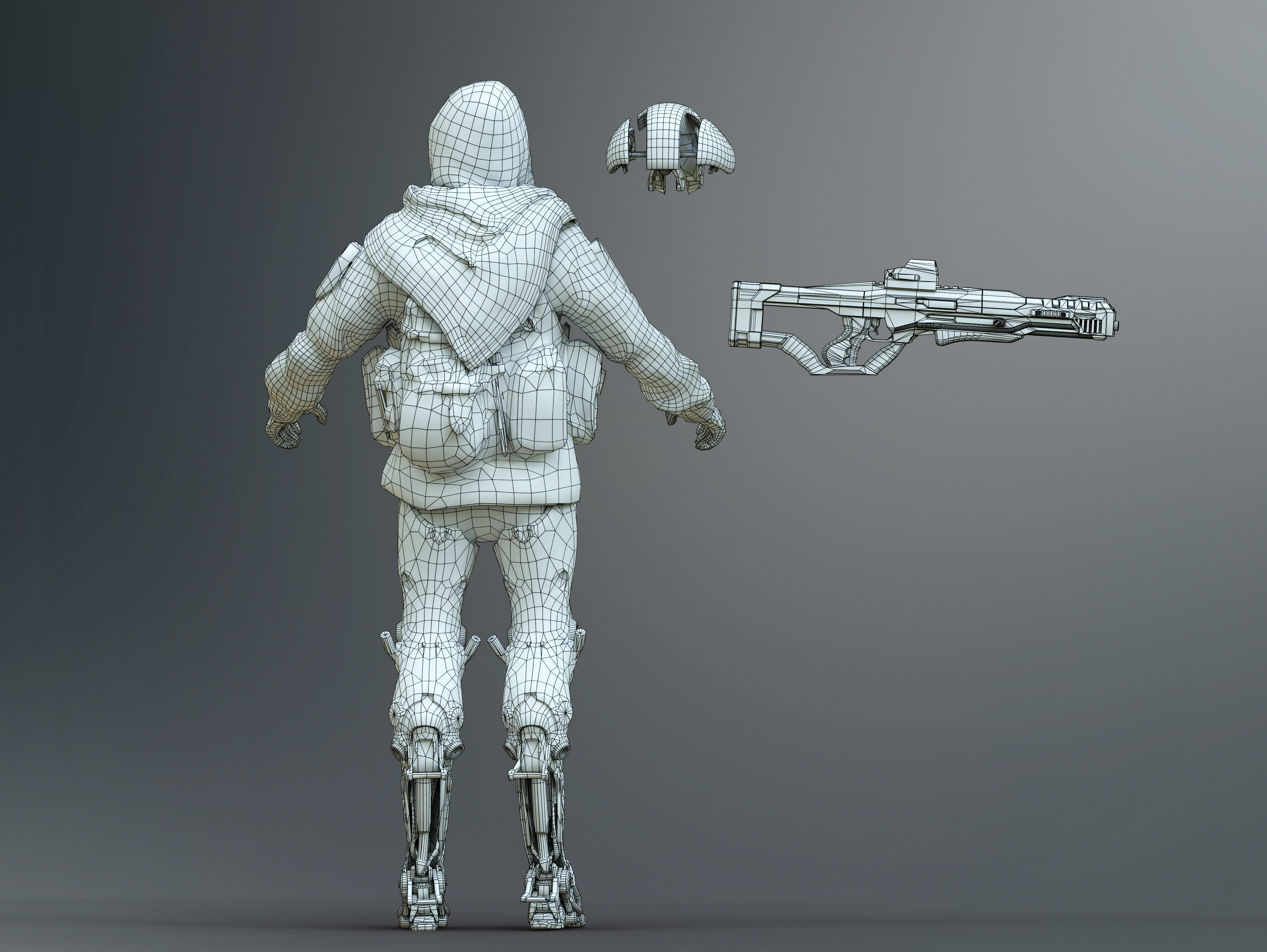 3D model Sci Fi Cyber Soldier VR / AR / low-poly rigged | CGTrader
