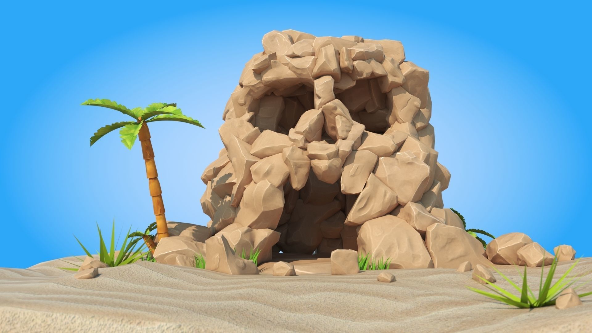 3D model Low Poly Skull Cave VR / AR / low-poly | CGTrader