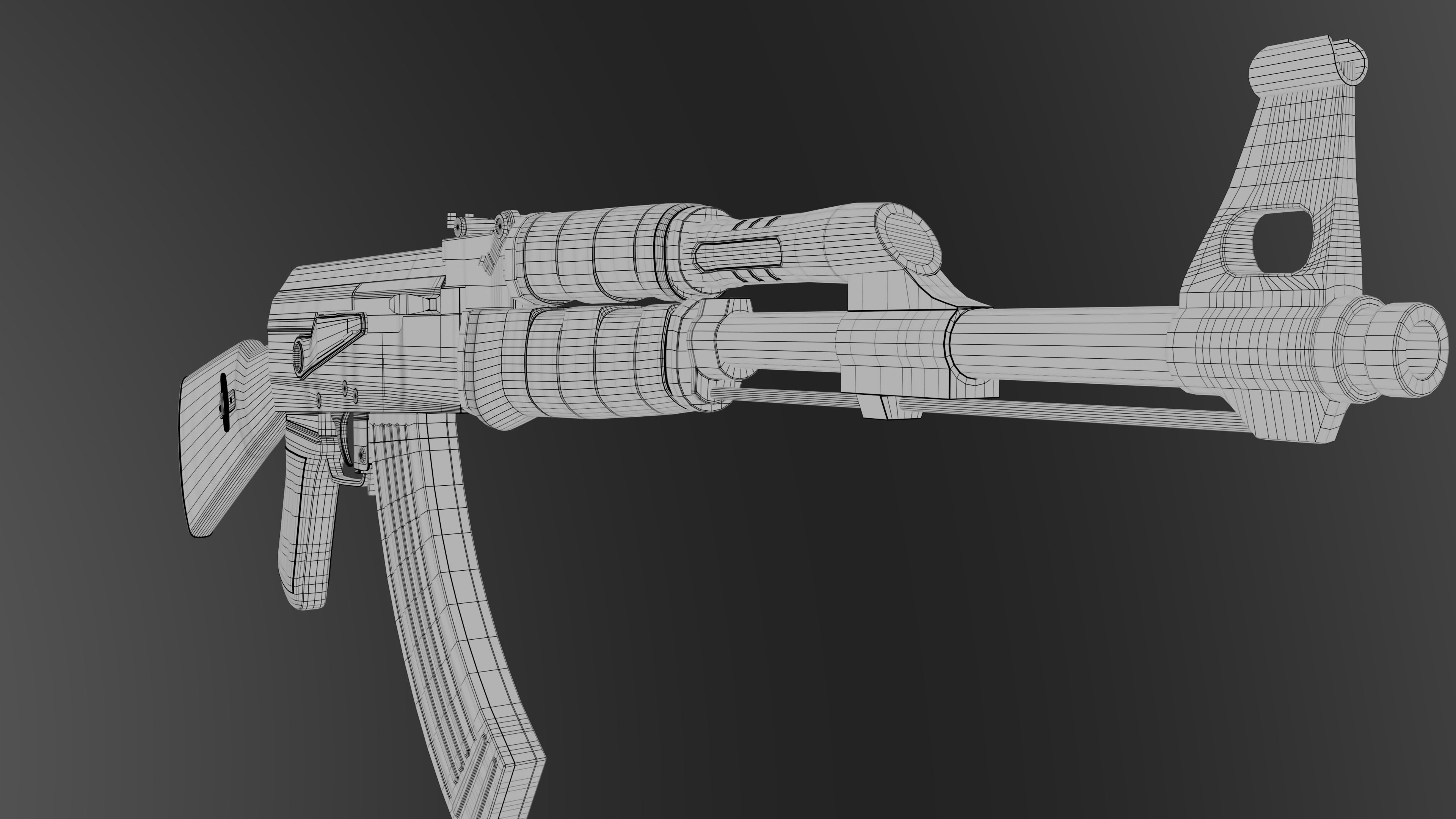 Weapon Rifle Kalashnikov AK-47 Textured 3D model | CGTrader