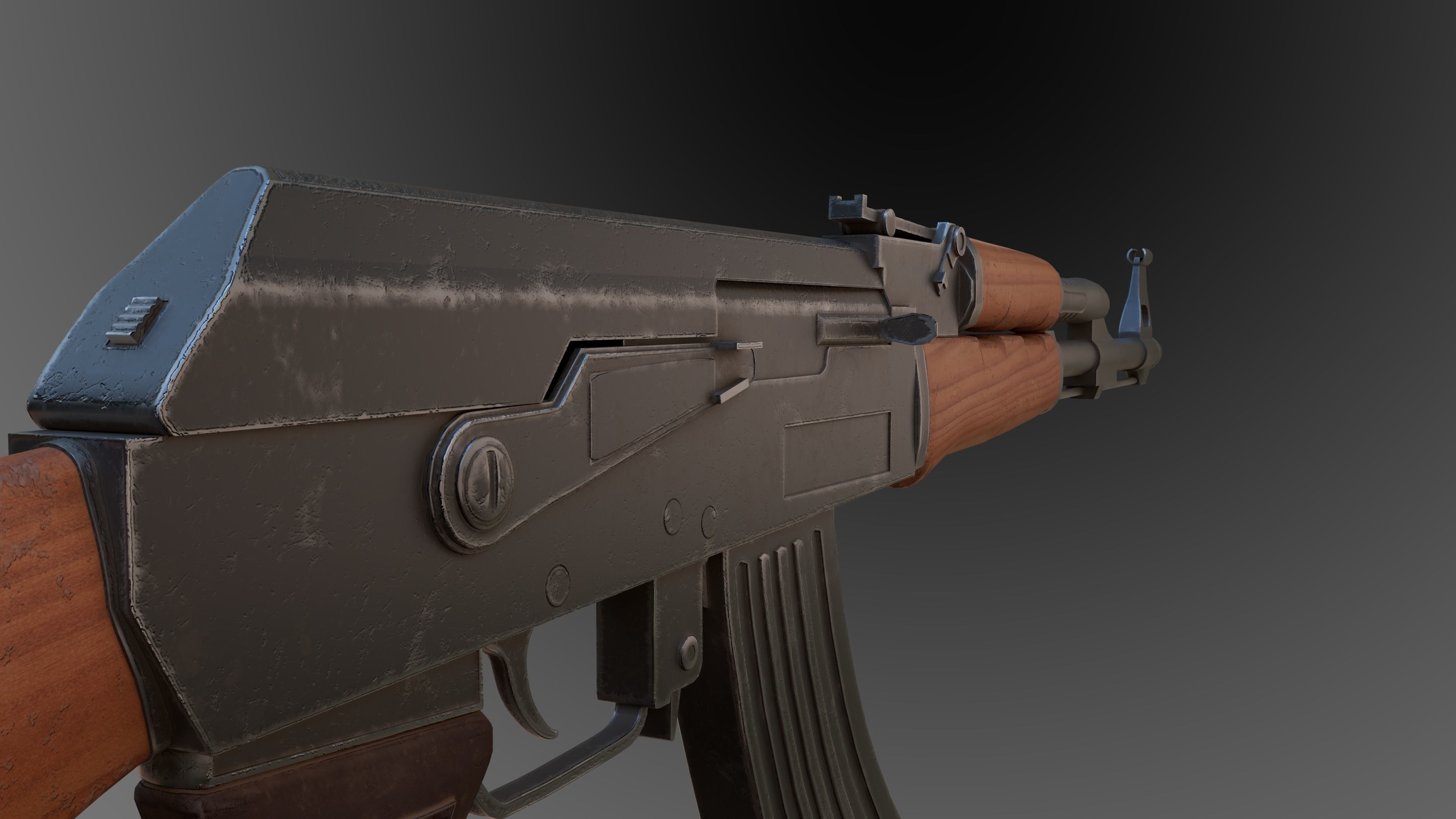 Weapon Rifle Kalashnikov AK-47 Textured 3D model | CGTrader