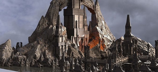 Medieval Cliffs Fort Kit bash 3 3D model | CGTrader