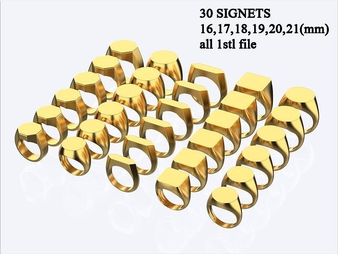 30 signets dimension collection 3D model 3D printable | CGTrader