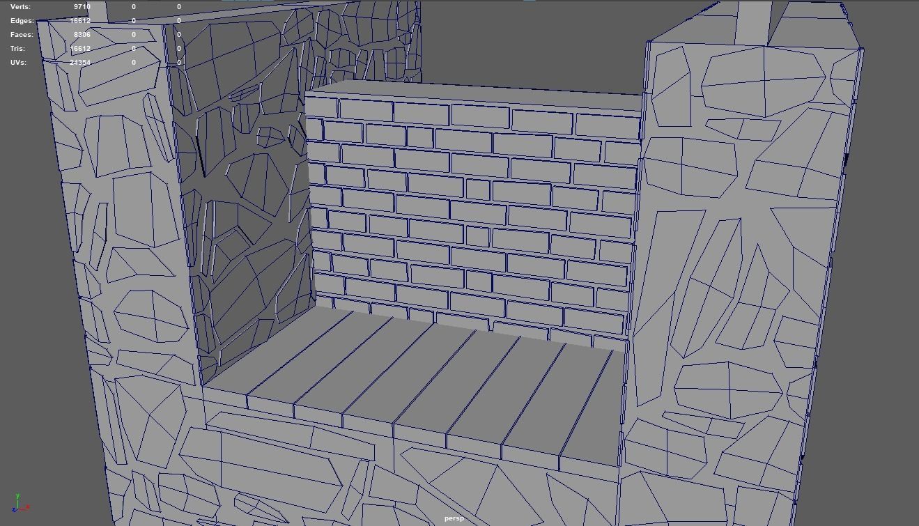 3D model Low Poly Barbecue brick chimney with wooden seat VR / AR / low-poly | CGTrader