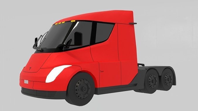 3D model Low-Poly Electric Semi Truck - Tesla Daycab Tractor Truck 2018 ...