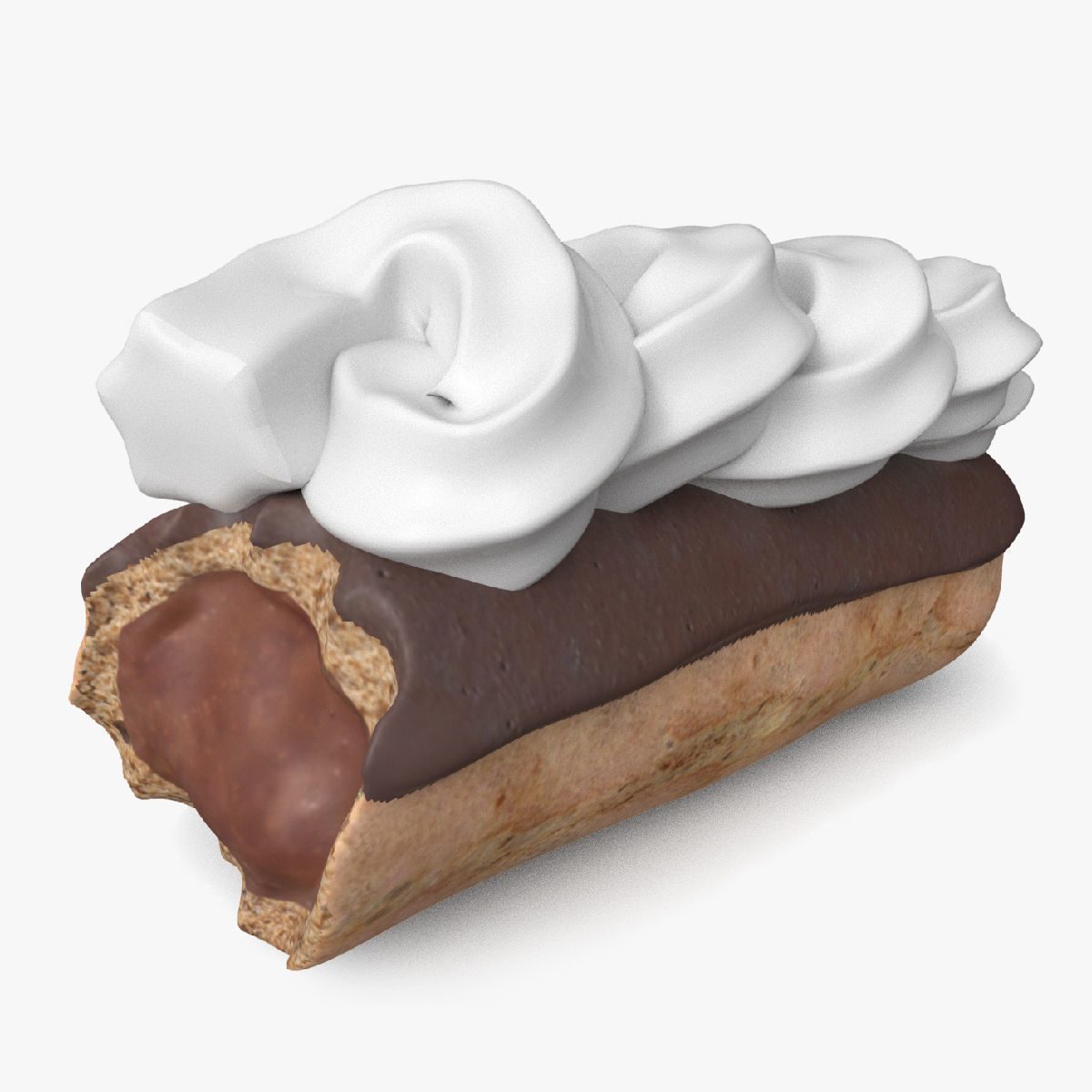 Chocolate eclair and whipped cream free 3D model | CGTrader