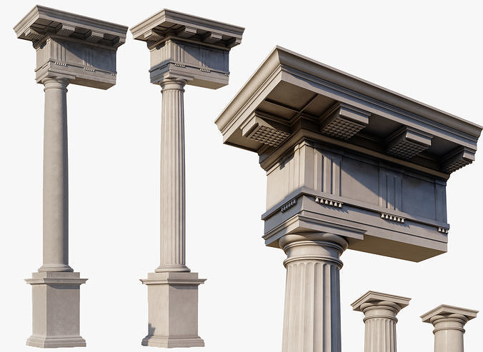 Mutulary Doric two column with pedestal and entablature 3D model | CGTrader