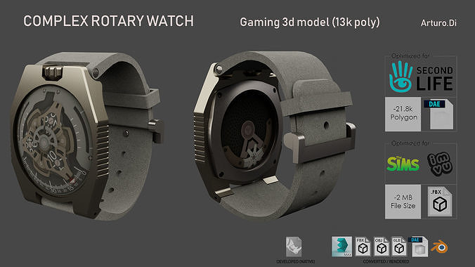 Complex Rotary Watch 3D model | CGTrader