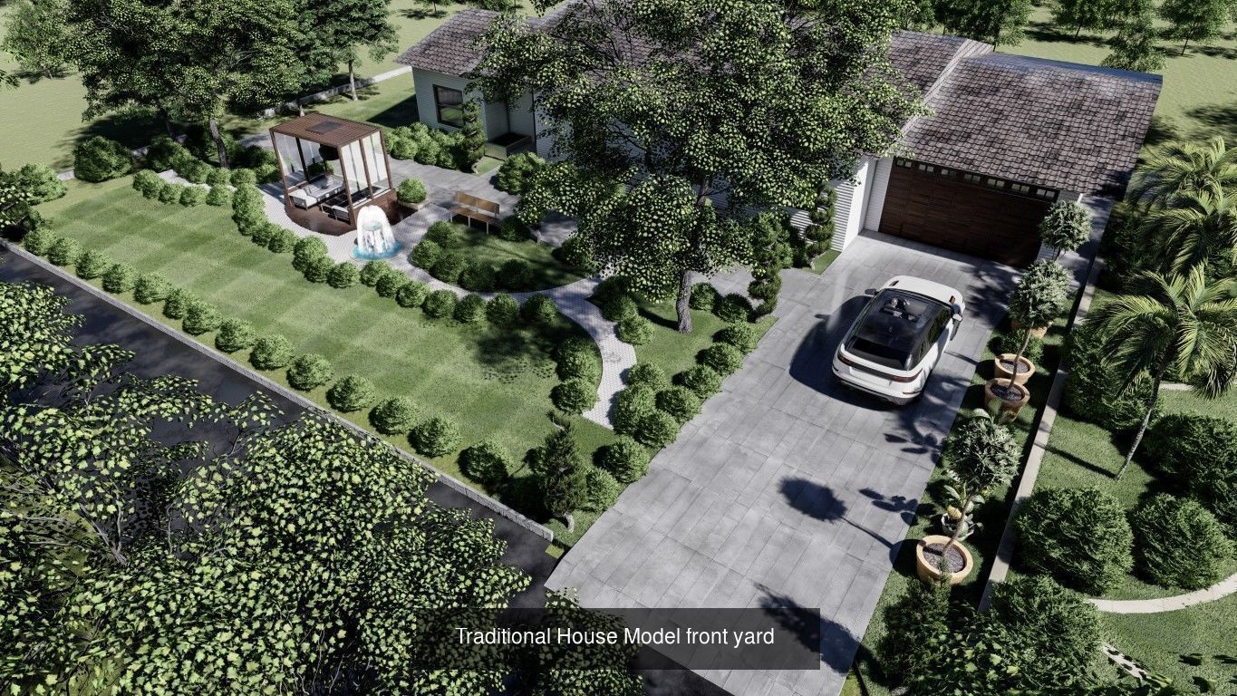 FRONT YARD LANDSCAPING MODELS COLLECTION | CGTrader