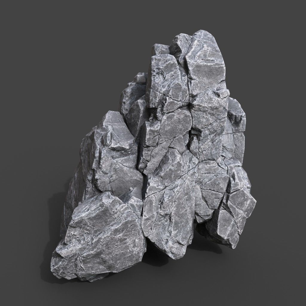 3D model Low Poly Gray Rock Formation 221219 - Ultra HD 16K Texture VR ...