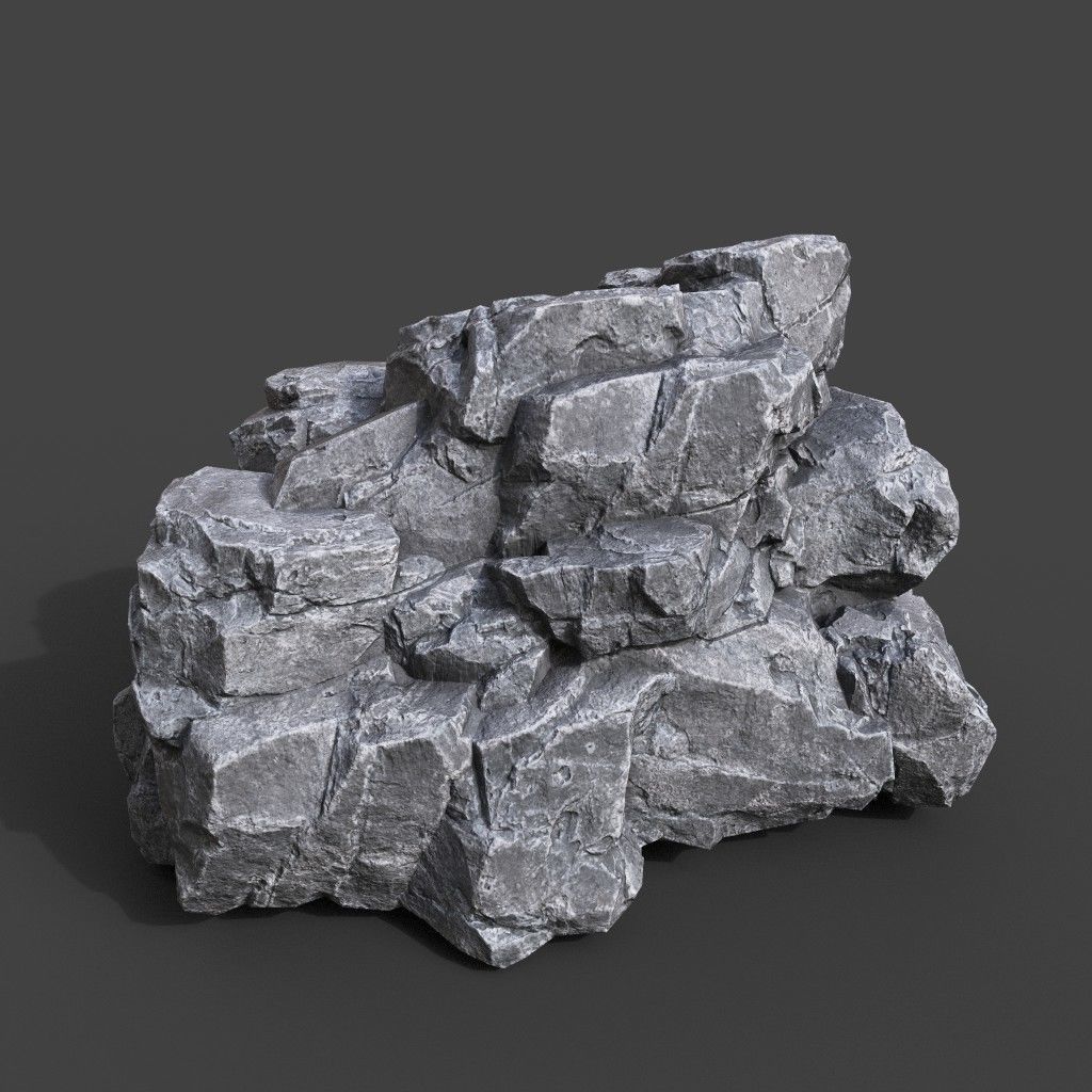 3D model Low Poly Gray Rock Formation 221219 - Ultra HD 16K Texture VR ...