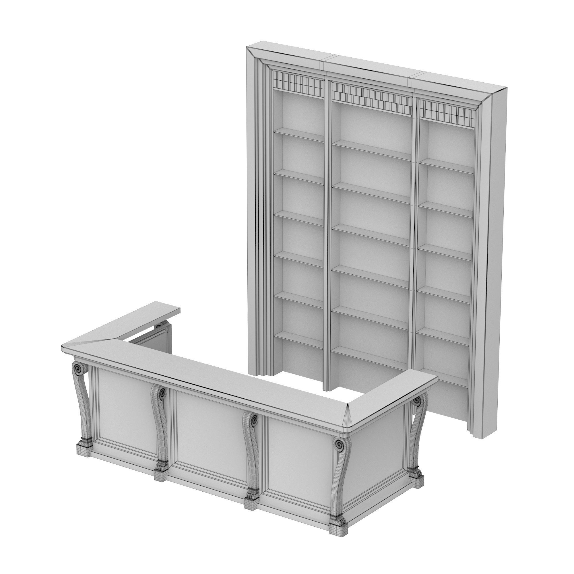 Bar counter in colonial style 3D model | CGTrader