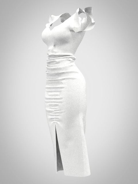 White shearing dress 3D model | CGTrader