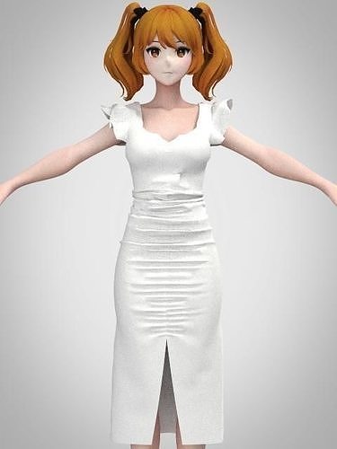 White shearing dress 3D model | CGTrader