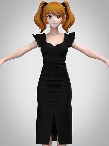 Black shearing dress 3D model | CGTrader