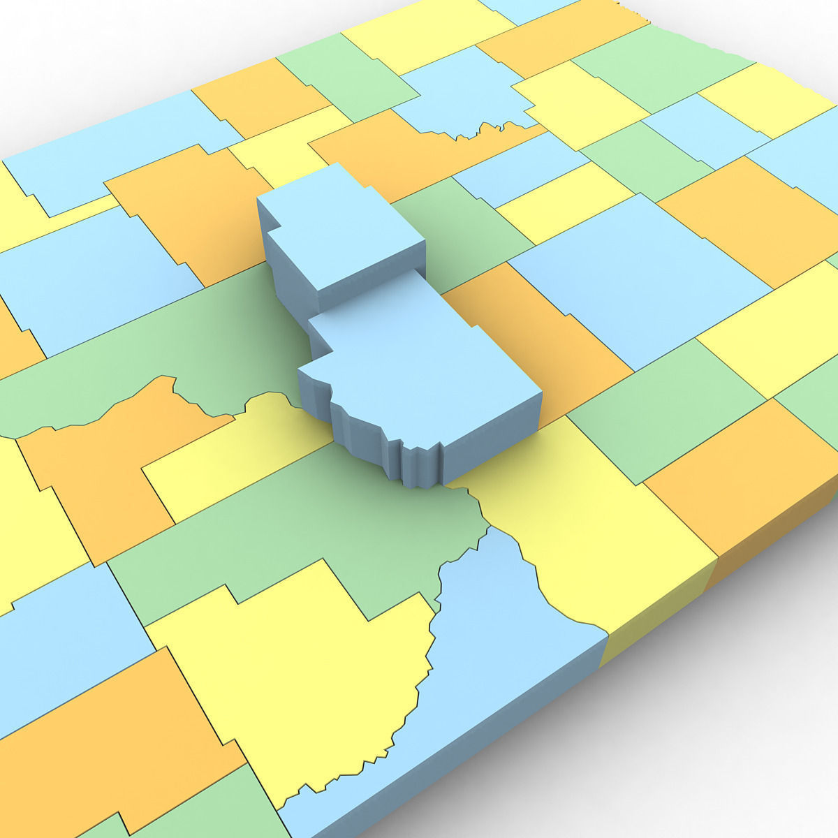 North Dakota Political Map 3D model | CGTrader