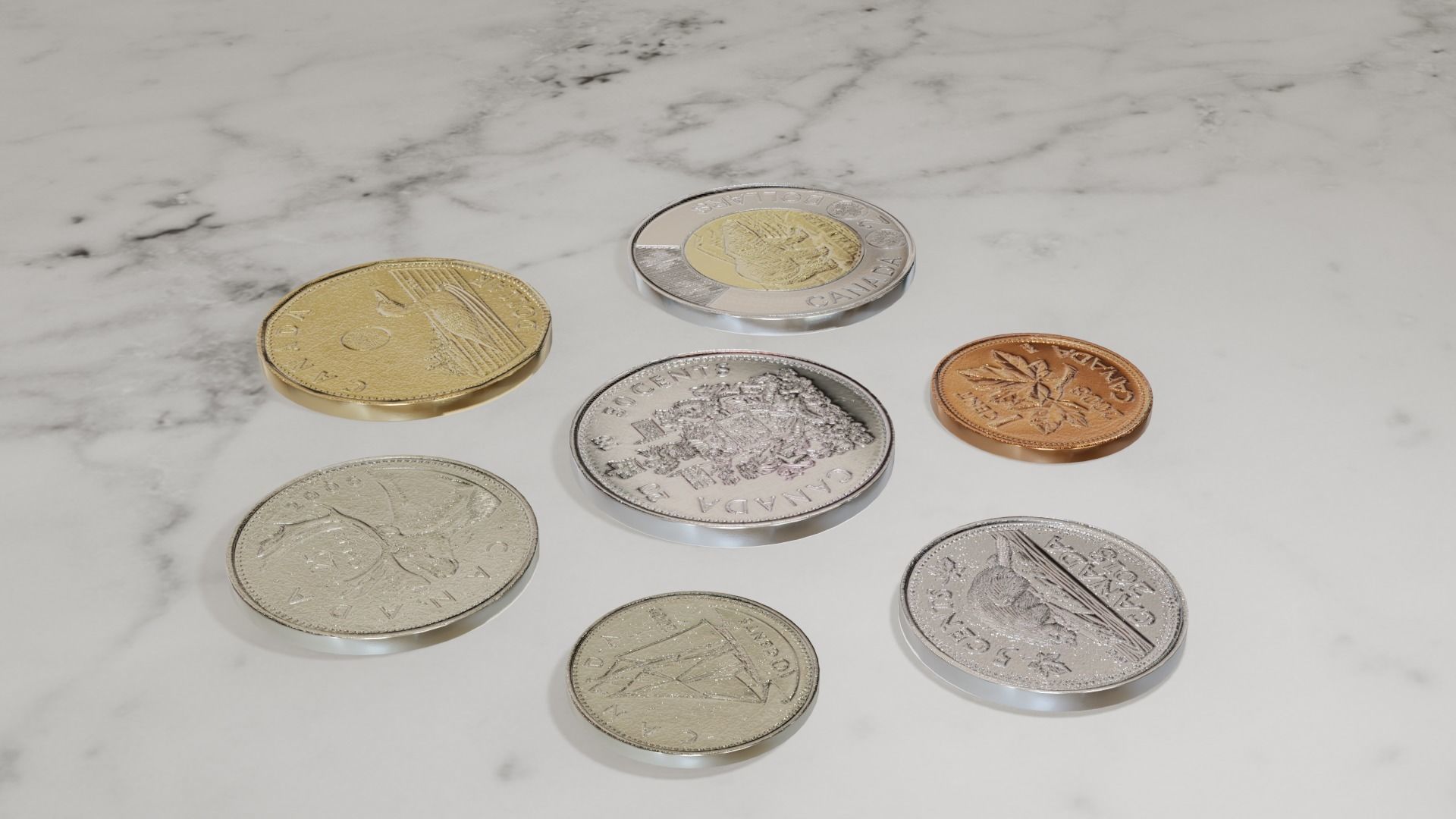 Canadian CAD Coins 3D model | CGTrader