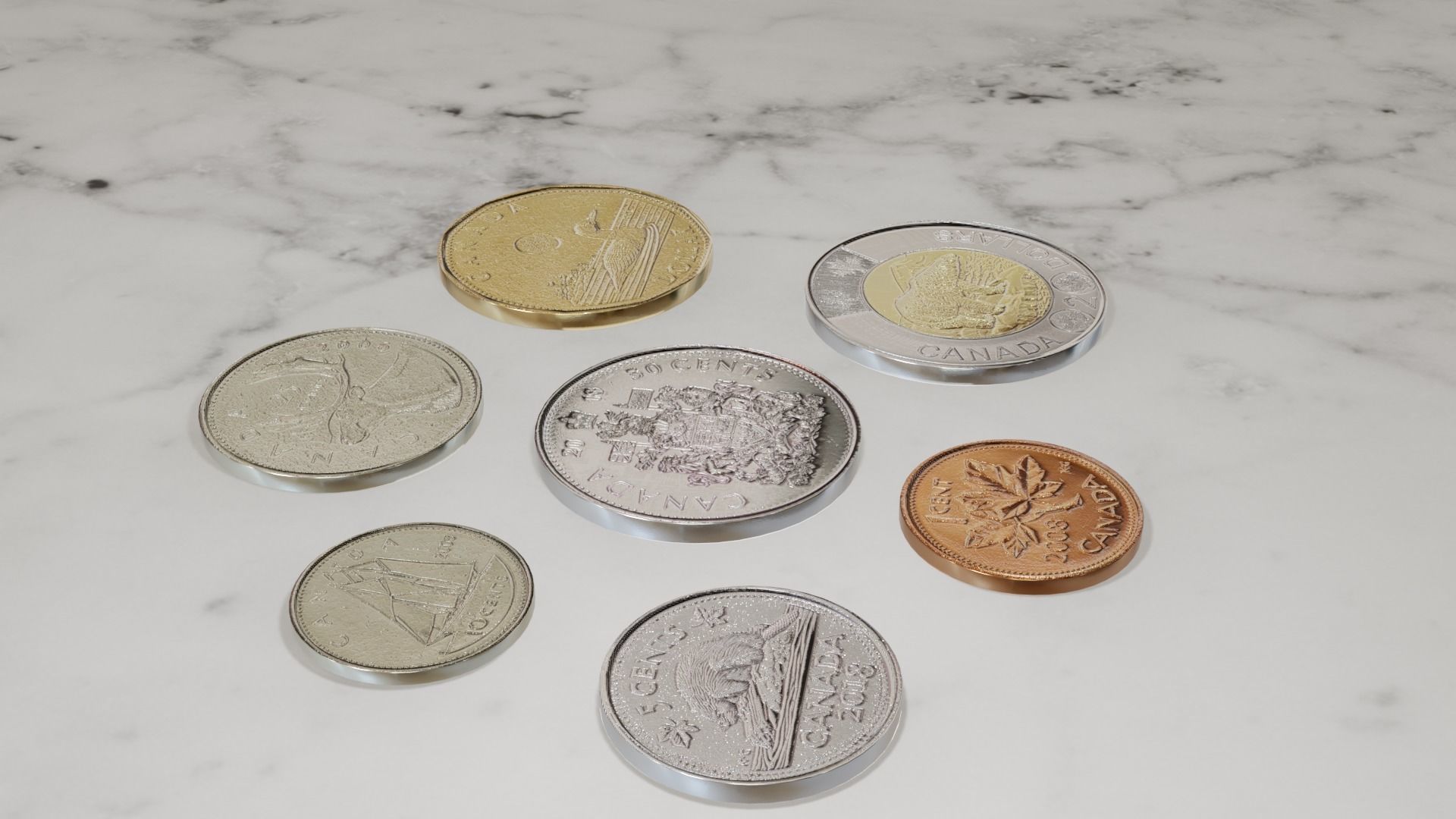 Canadian CAD Coins 3D model | CGTrader