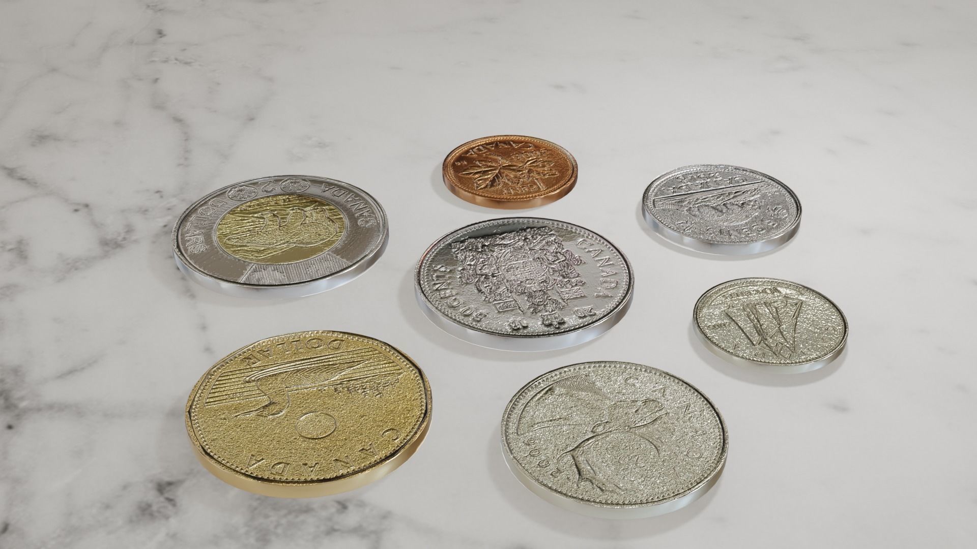 Canadian CAD Coins 3D model | CGTrader