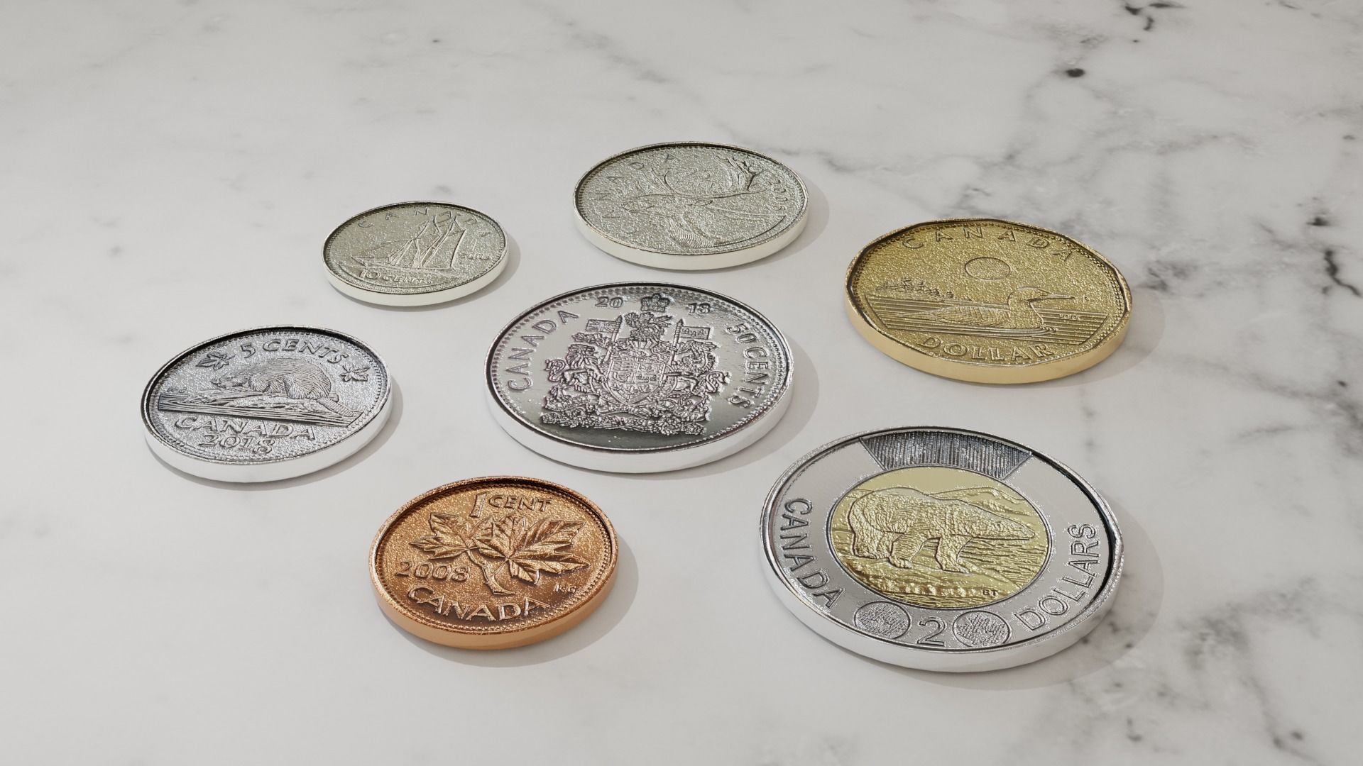 Canadian CAD Coins 3D model | CGTrader