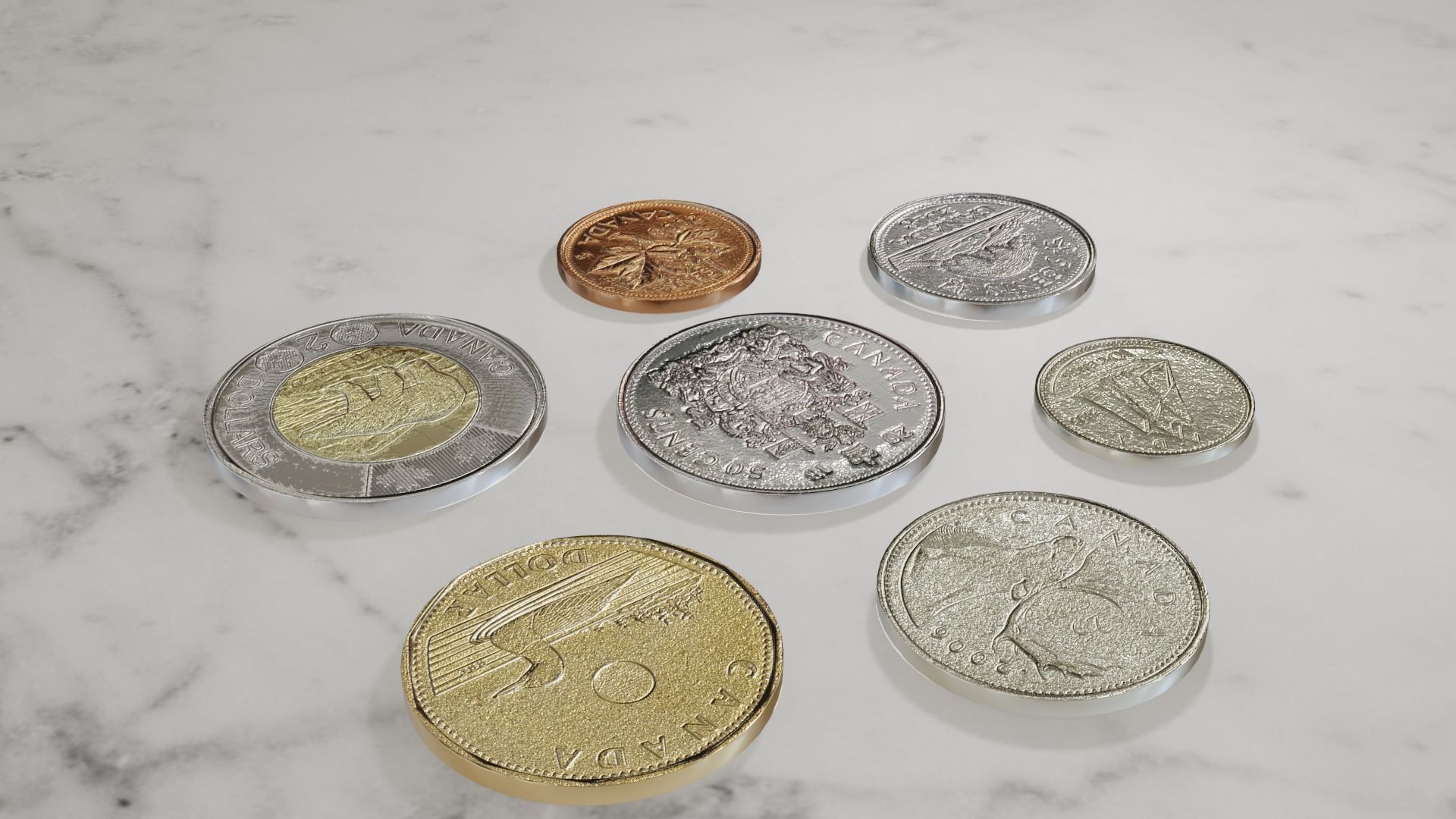 Canadian CAD Coins 3D model | CGTrader