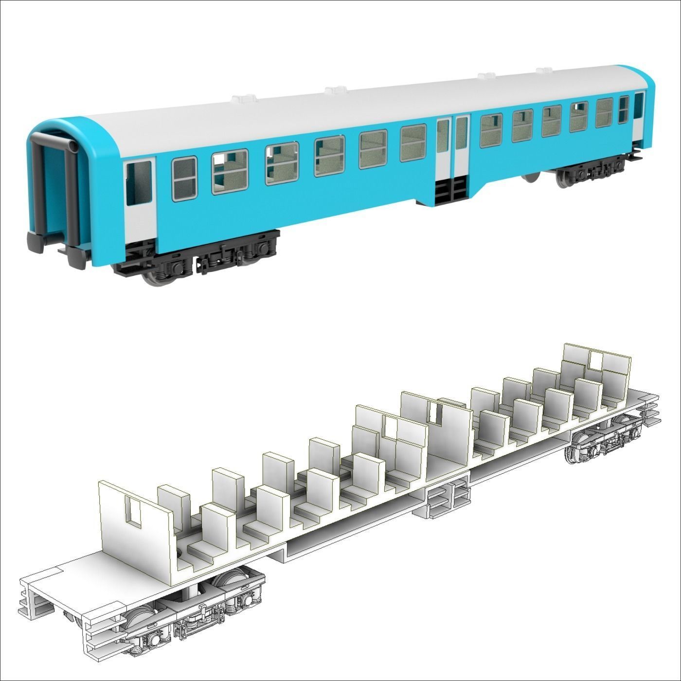Bhv regional train wagon of MAV - TT scale 3D model 3D printable | CGTrader