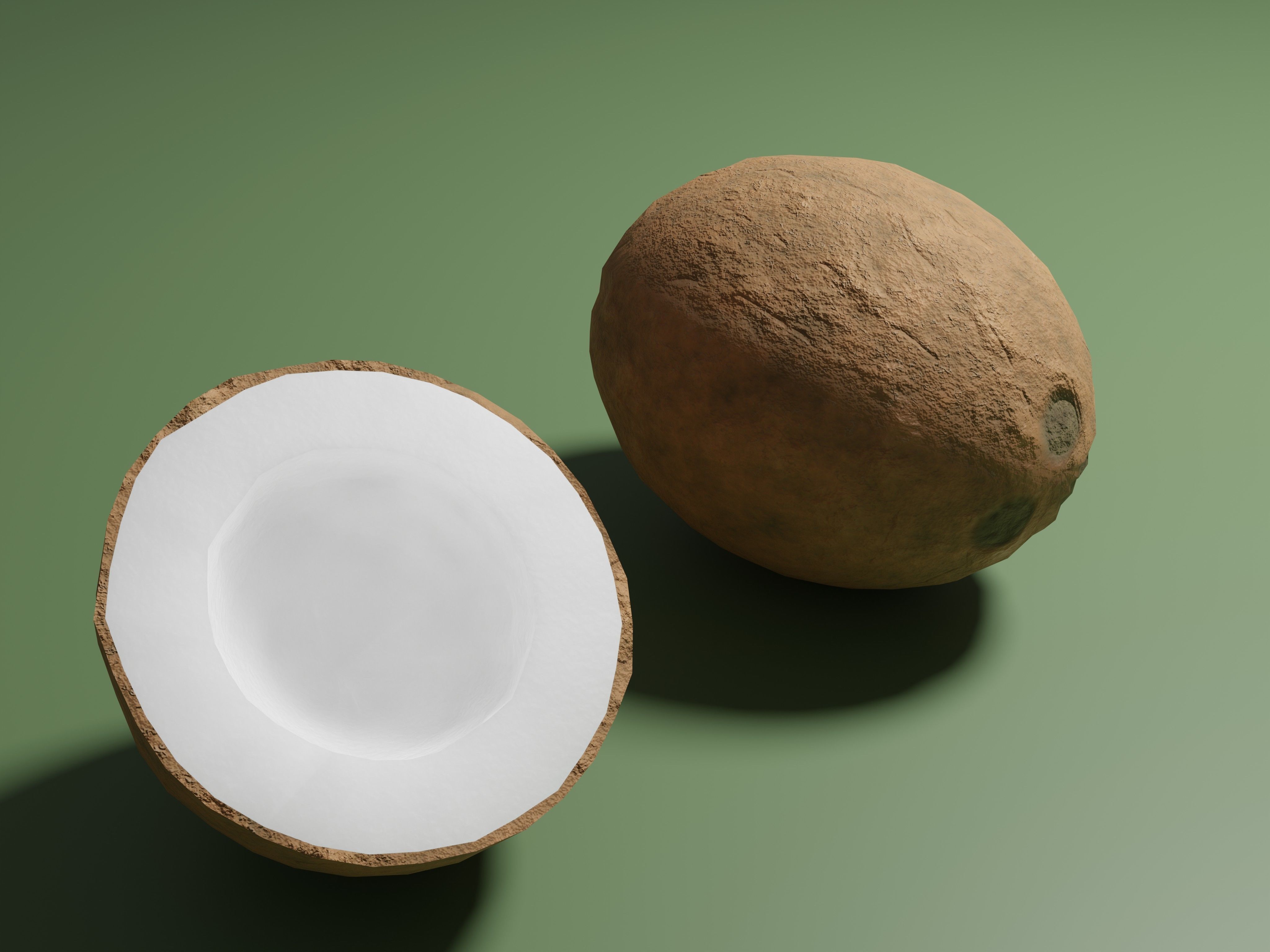 3D model Coconuts - whole and half coconut VR / AR / low-poly | CGTrader