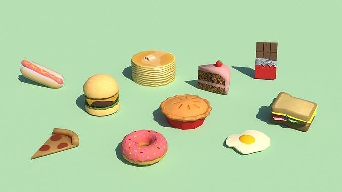 Game-ready fast-food food items free VR / AR / low-poly 3D model | CGTrader