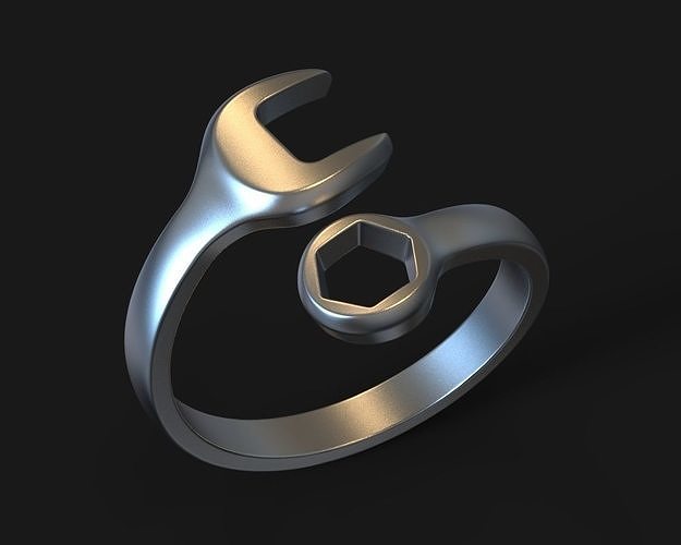 Wrench Spanner key jewelry STL ring for steam punk or biker 3D model 3D ...