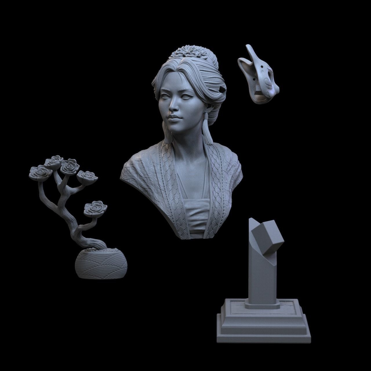 AIKA STL bust of asian woman 3D model 3D printable | CGTrader
