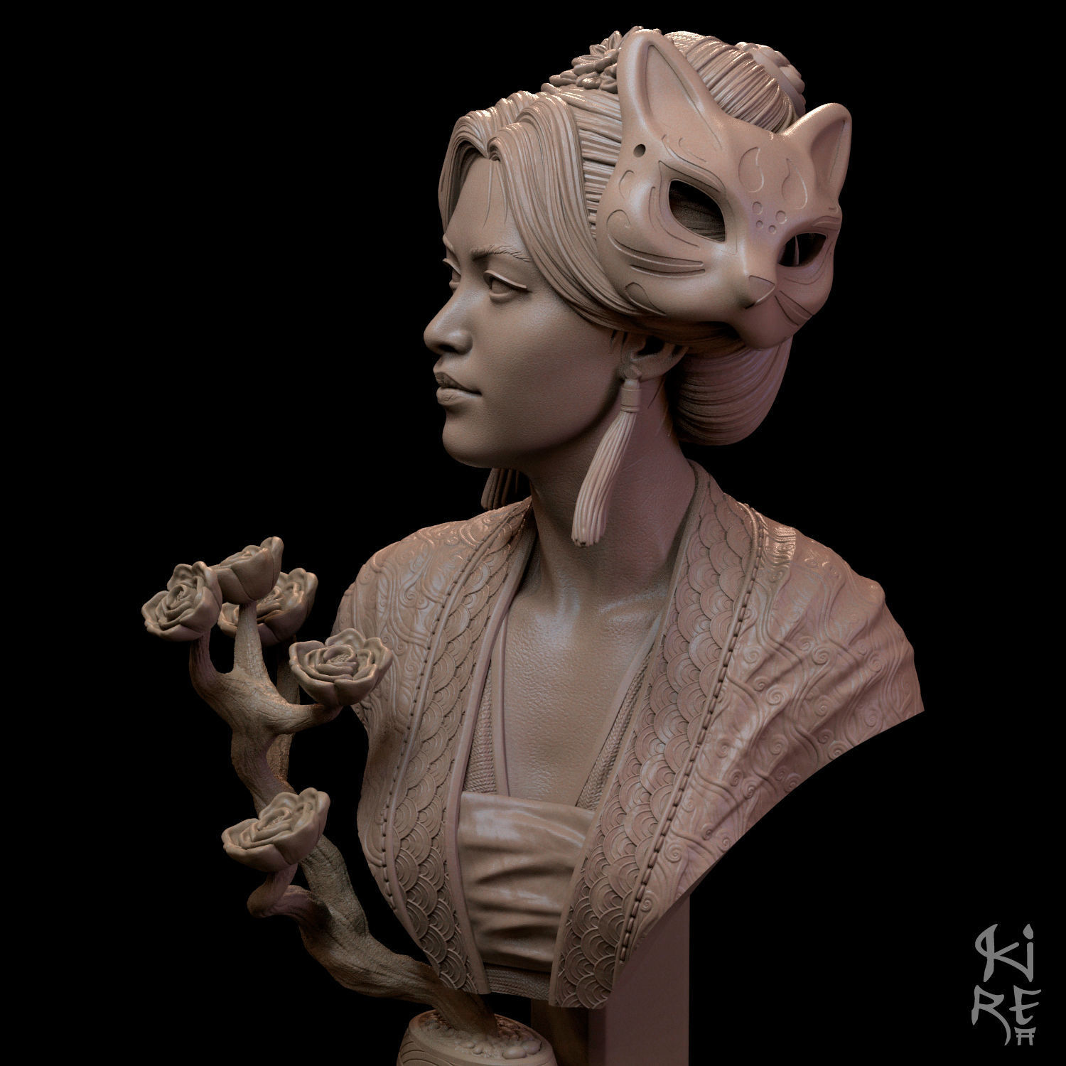 AIKA STL bust of asian woman 3D model 3D printable | CGTrader