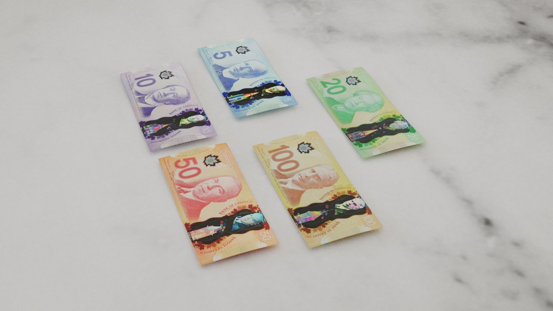 CAD Canadian Dollar Bank Notes 3D model | CGTrader