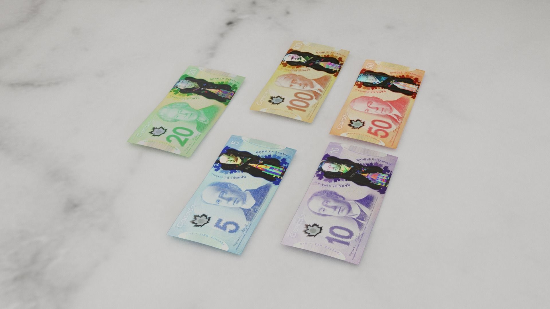 CAD Canadian Dollar Bank Notes 3D model | CGTrader